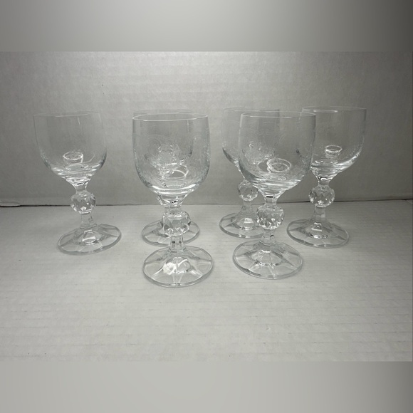 Bohemian Czech Crystal | Dining | 6 Vtg Bohemian Czech Cascade Wedding Etched Crystal Ball Stem ...